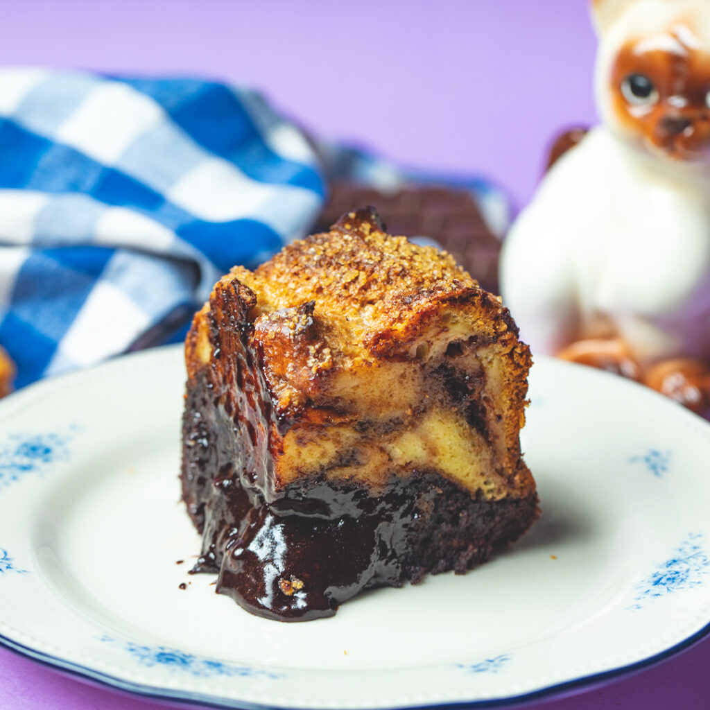 Molten Brownie Bottom Bread Pudding