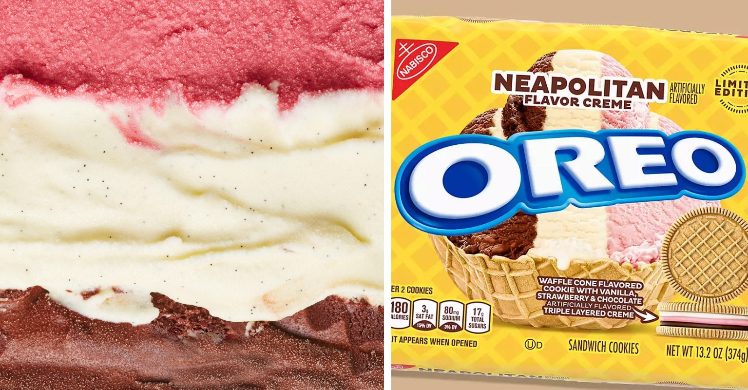 Oreo has dropped a new biscuit that tastes like Neapolitan ice cream